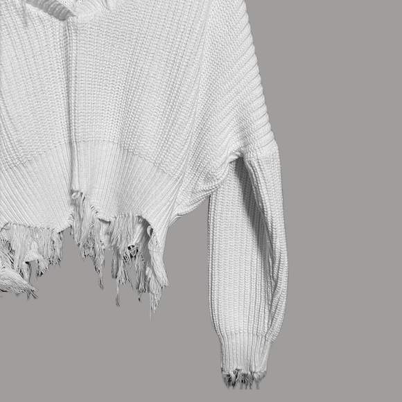 SHEIN | Tops | Shein White Ripped Sweater | Poshmark